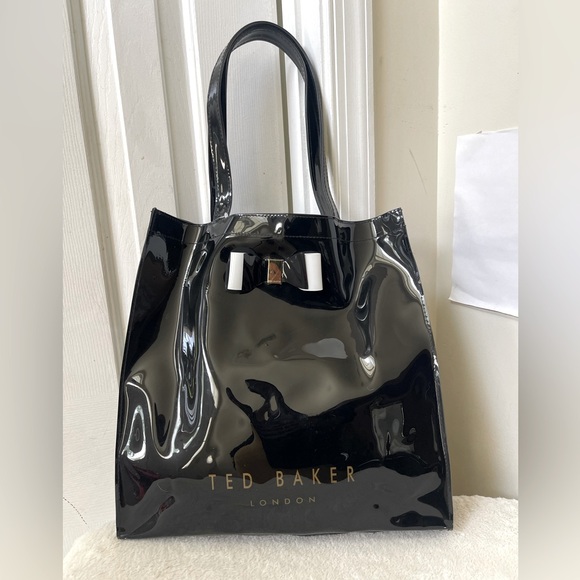 Ted Baker | Bags | Ted Baker Black Patent Leather Tote Euc | Poshmark